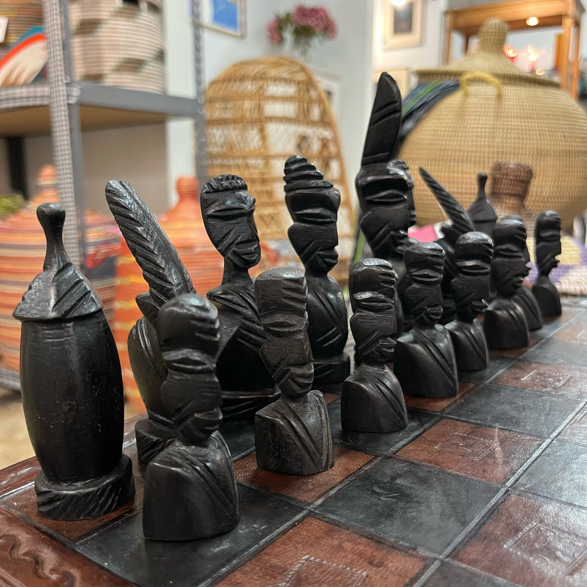 Handmade African Teak Tribal Chess Set – IDIA Home